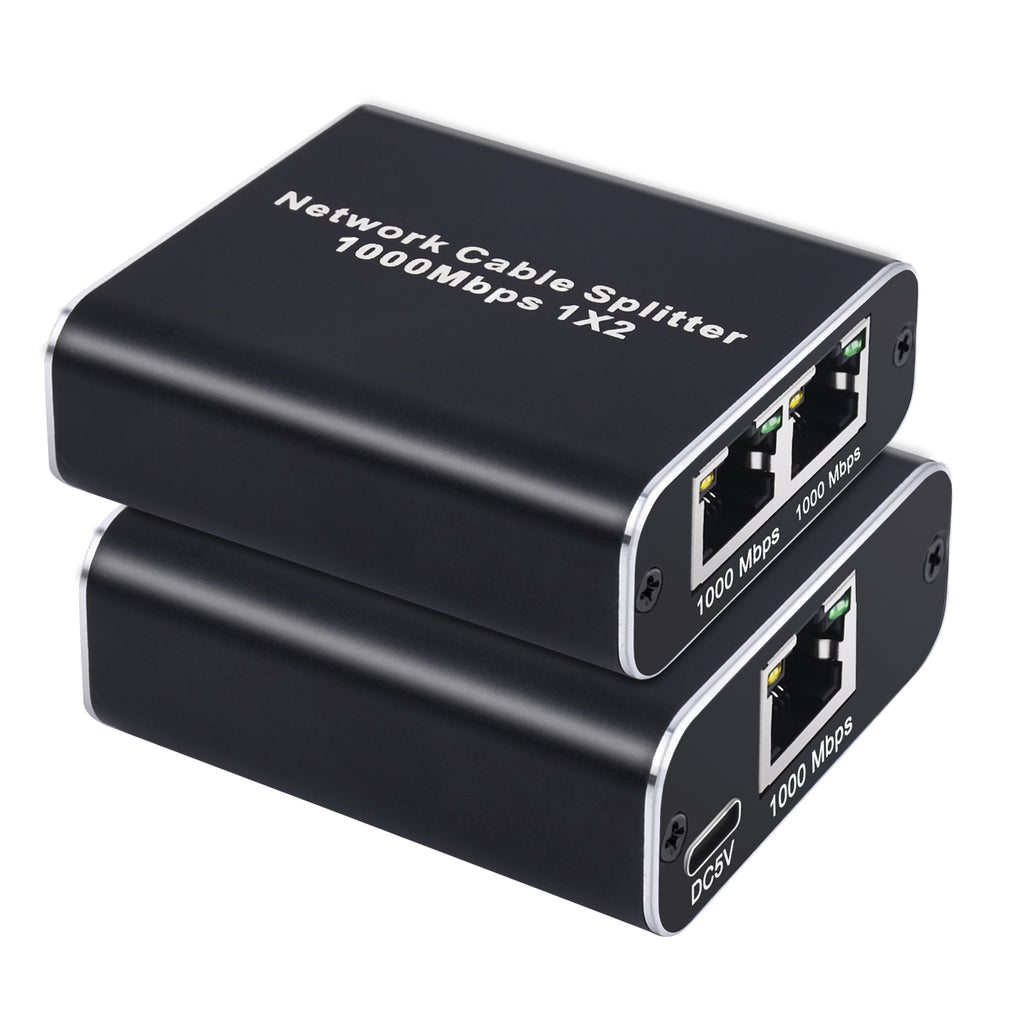 Tendak Ethernet Splitter 1 to 2, 1000Mbps Ethernet Splitter High Speed