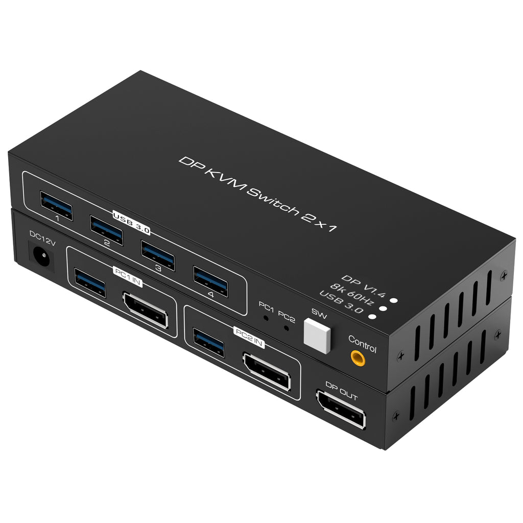 KVM Switch Display Port, Tendak 8K@60HZ 2 Port DP KVM Switch with 4 US