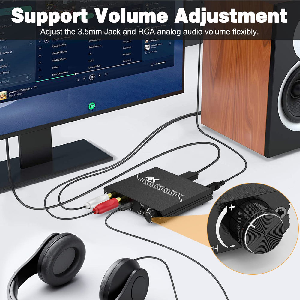 HDMI 2.0 Audio Extractor, Tendak HDMI to HDMI with Optical SPDIF + 3.5