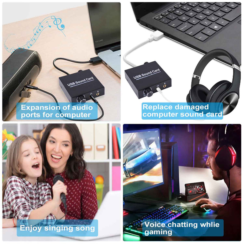 External Sound Card, Tendak USB Audio Adapter with Volume Output and B