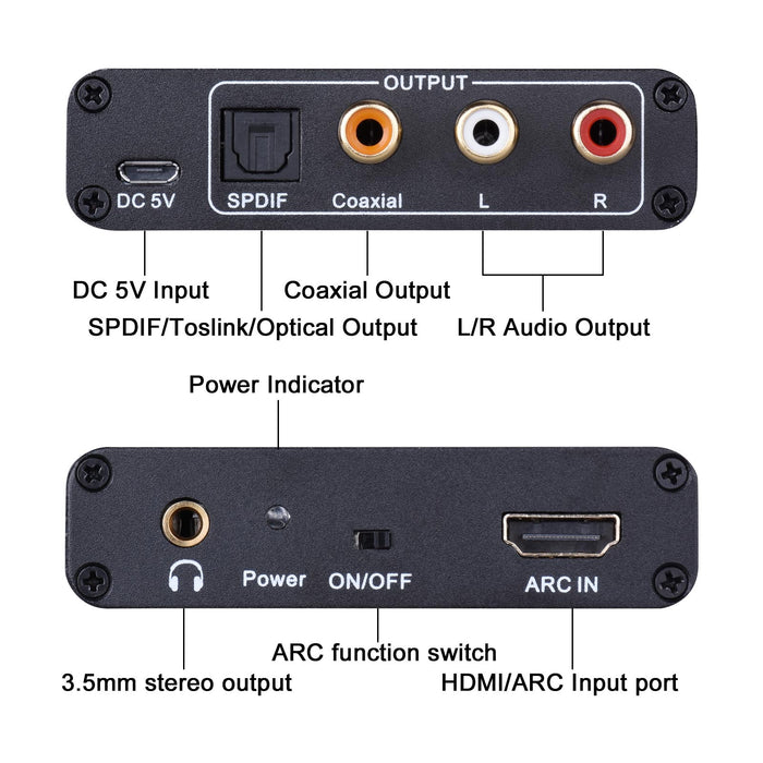 HDMI ARC Adapter, Tendak ARC Audio Extractor with Digital Optical TOSL